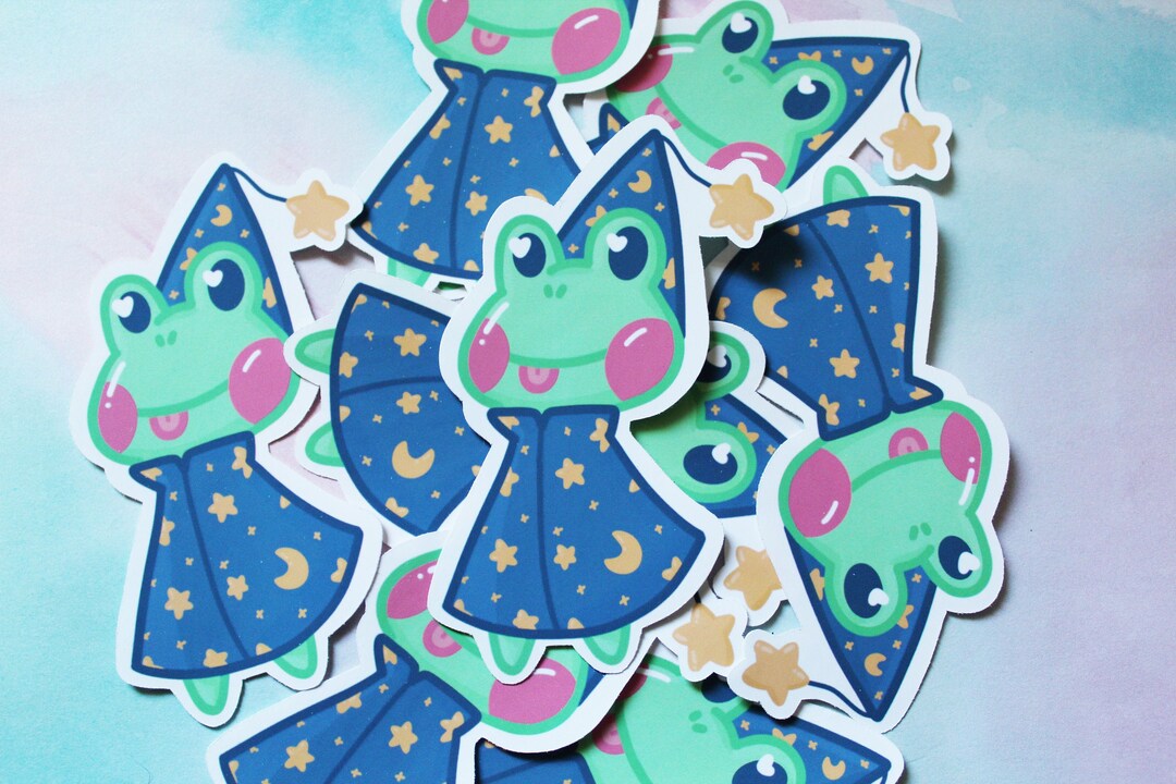 Froggy Wizard laminated Glossy Sticker Frog Sticker Wizard Sticker Cute ...