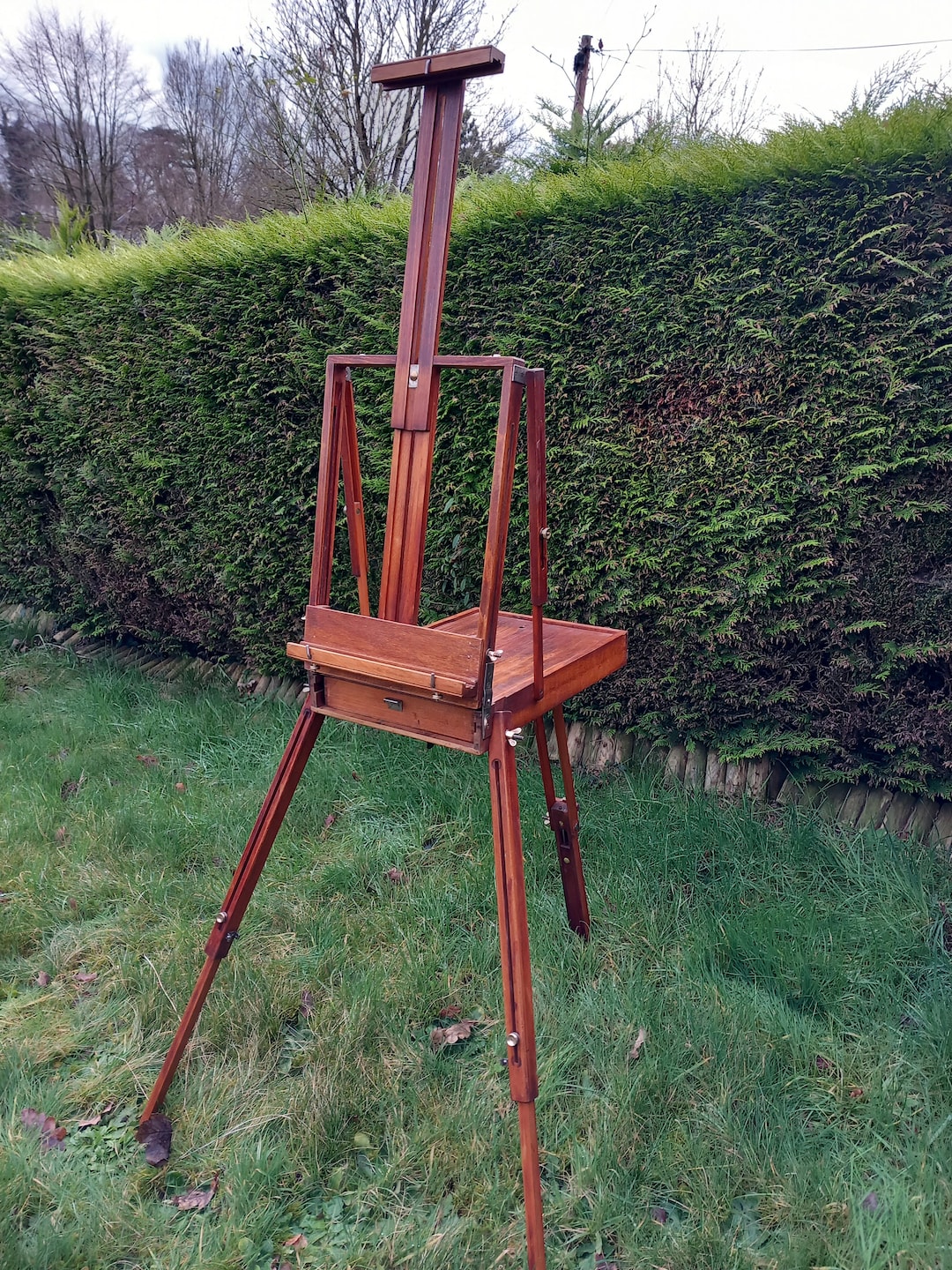 Vintage Wooden Folding Floor Artist Easel Portable Easel With Handle - Etsy
