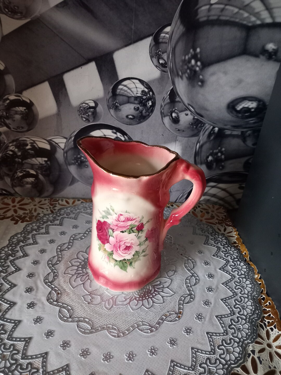 Antique Ironstone Staffordshire Red Pitcher Floral Design - Etsy