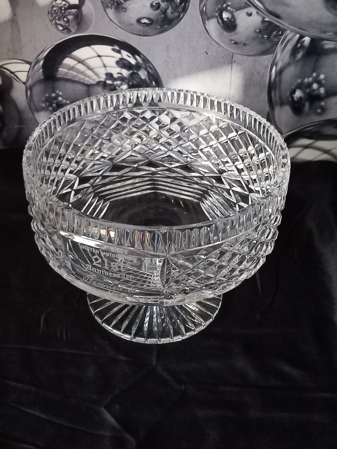 Vintage Large Footed Bowl Made of Tyrone Crystal Commemorative - Etsy