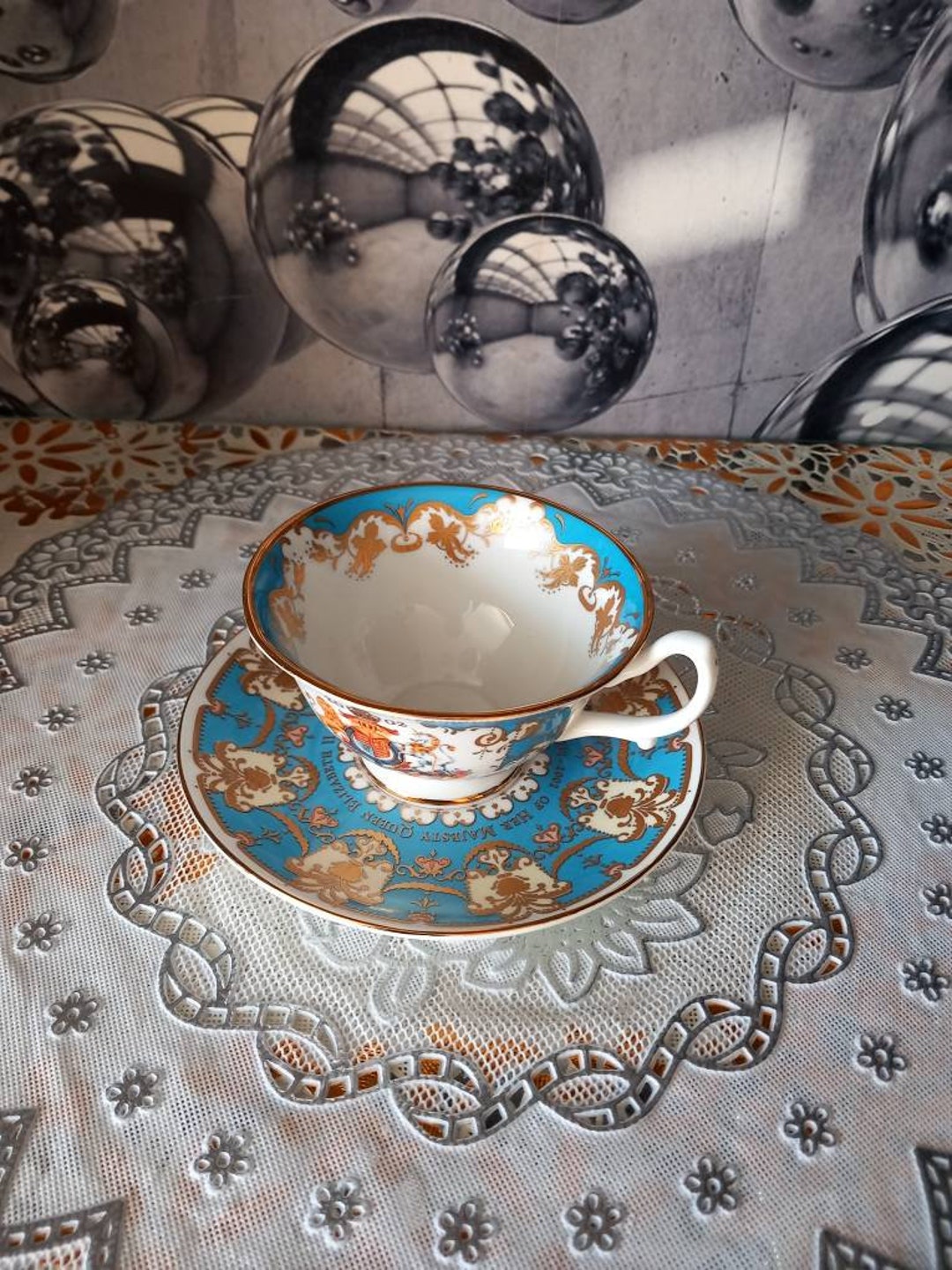 Royal Vintage Set of Teacup and Saucer God Save the Queen - Etsy