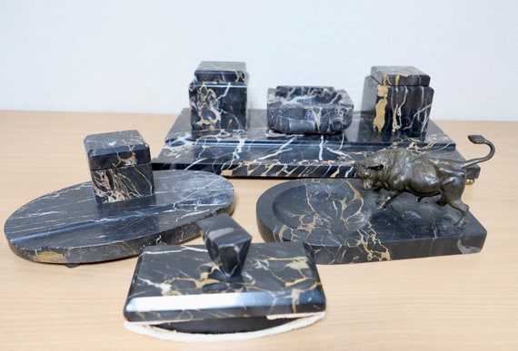 Antique Marble Desk Set - Etsy