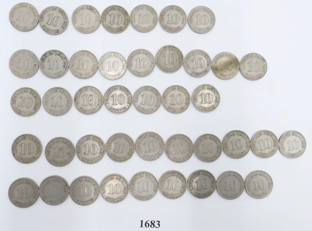42 X 10 Pfennig German Empire 1912 1913 1914 1915 Jäger J. 13 S-stg - Etsy