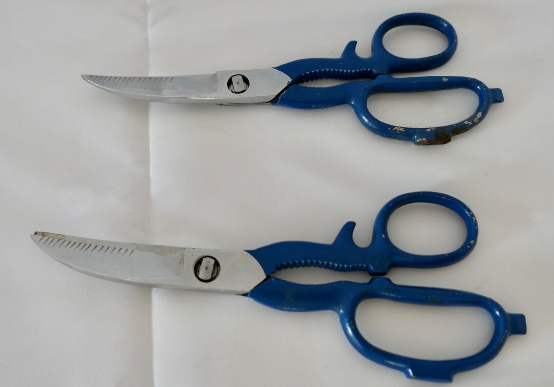 2x Old Household Scissors Kitchen Scissors Blue Vintage 70s NEW ...