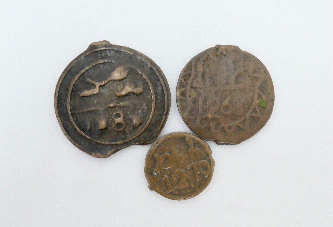 18.5 Gr Morocco Falus Marrakesh Coins Sidi Mohammed IV Three Coins - Etsy