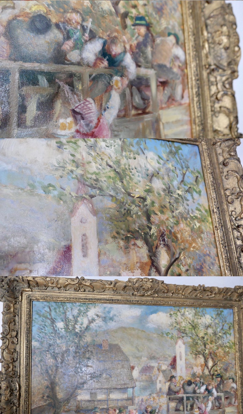 Oil Painting Erhard Amadeus Dier 1893-1969 Vienna BAUERNTANZ 95 X 75 Cm ...