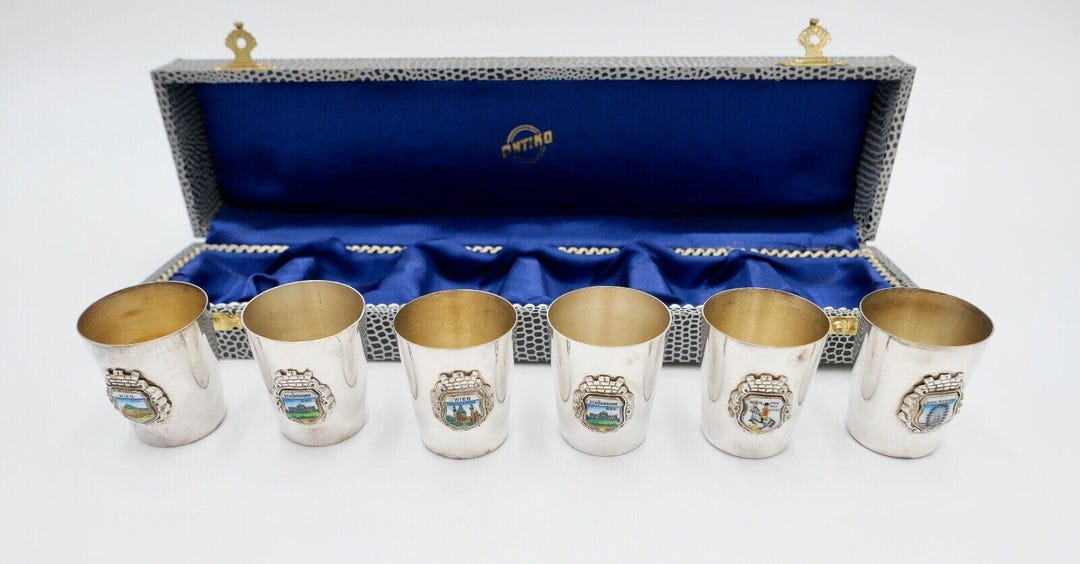 6x VIENNA Antiko 100 Shot Glasses, Silver-plated, in Box, Like New - Etsy