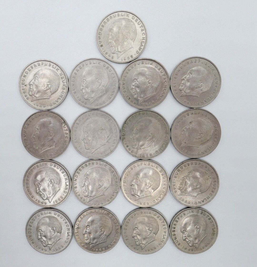 17x 2 DM Mark Konrad Adenauer 1969 - 1973 Jäger J.406 - Etsy