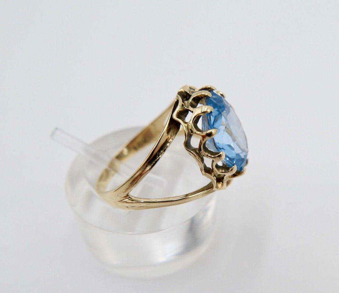 90s Ring USA Yellow Gold 585 / 14K Size 56 Synth. Spinel - Etsy