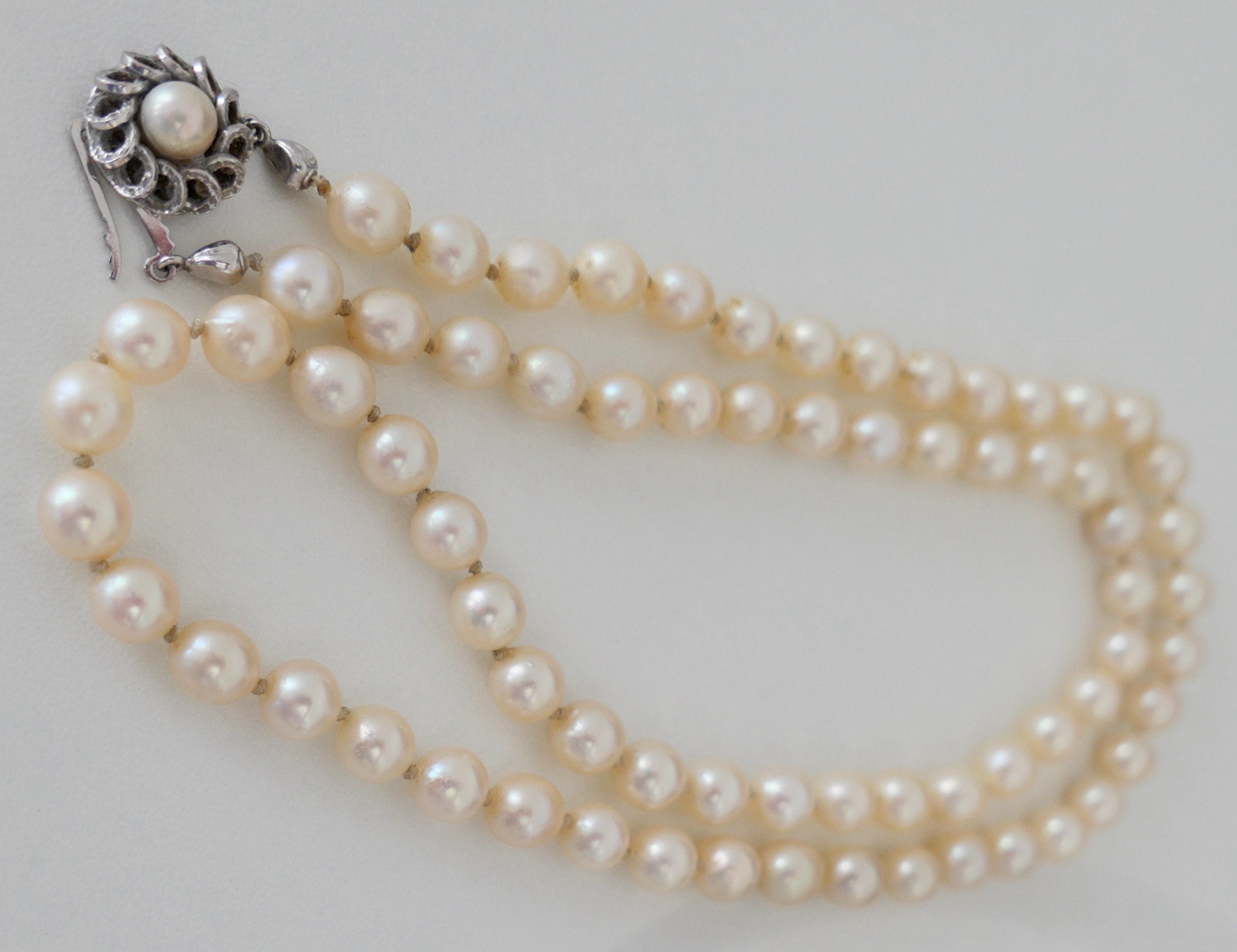 Beaded Chain Clasp White/yellow Gold 585/14K Pearl X 6.5 Mm - Etsy UK