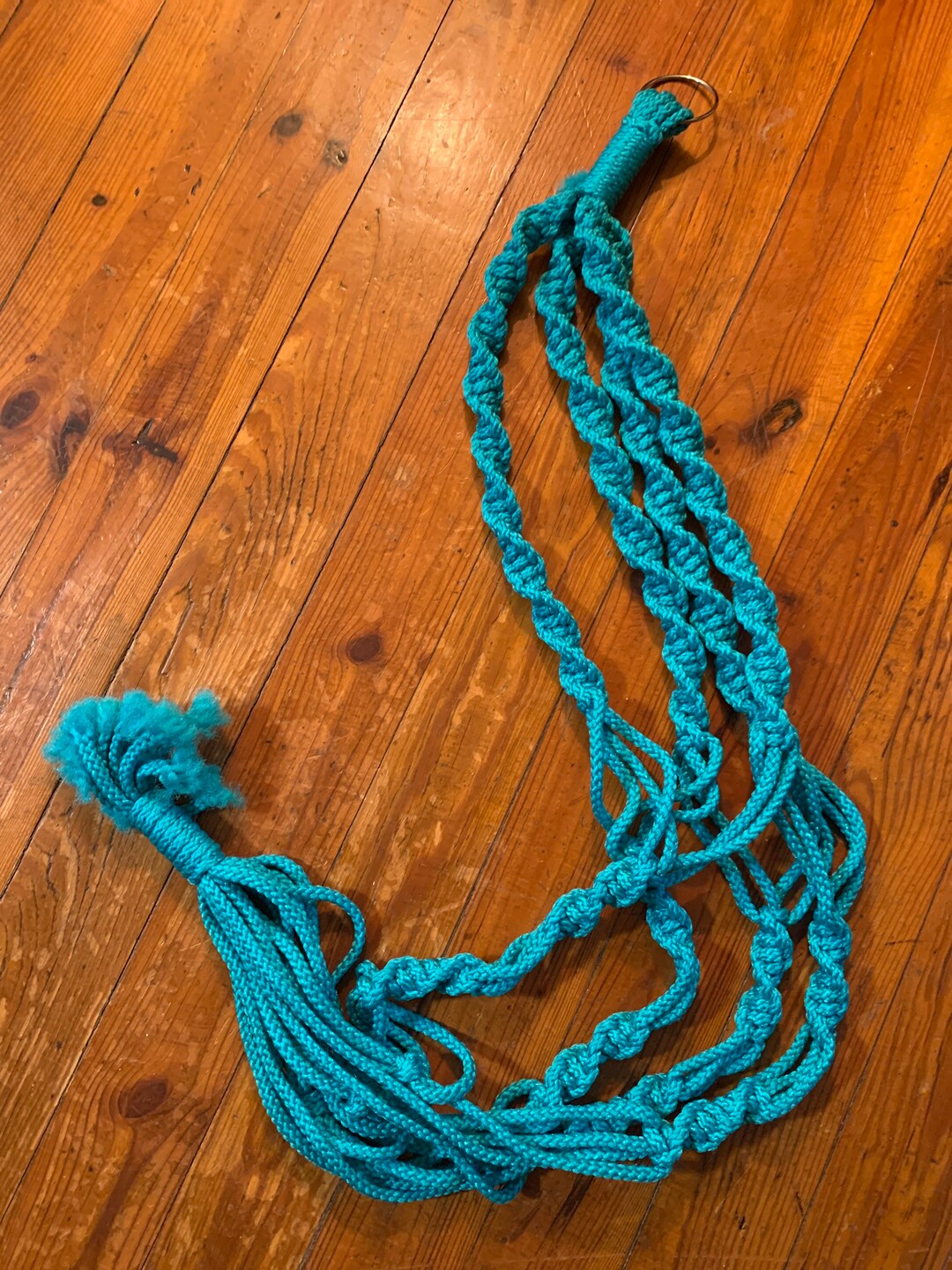 Retro Macrame Teal Blue Plant Hanger 48 - Etsy