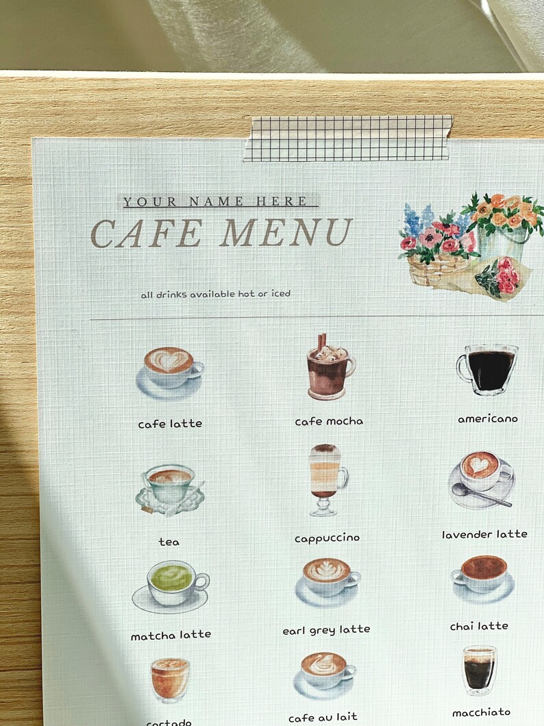 Custom Cafe Menu Art Print, Personalizable, Coffee Art Print, Gift Idea ...