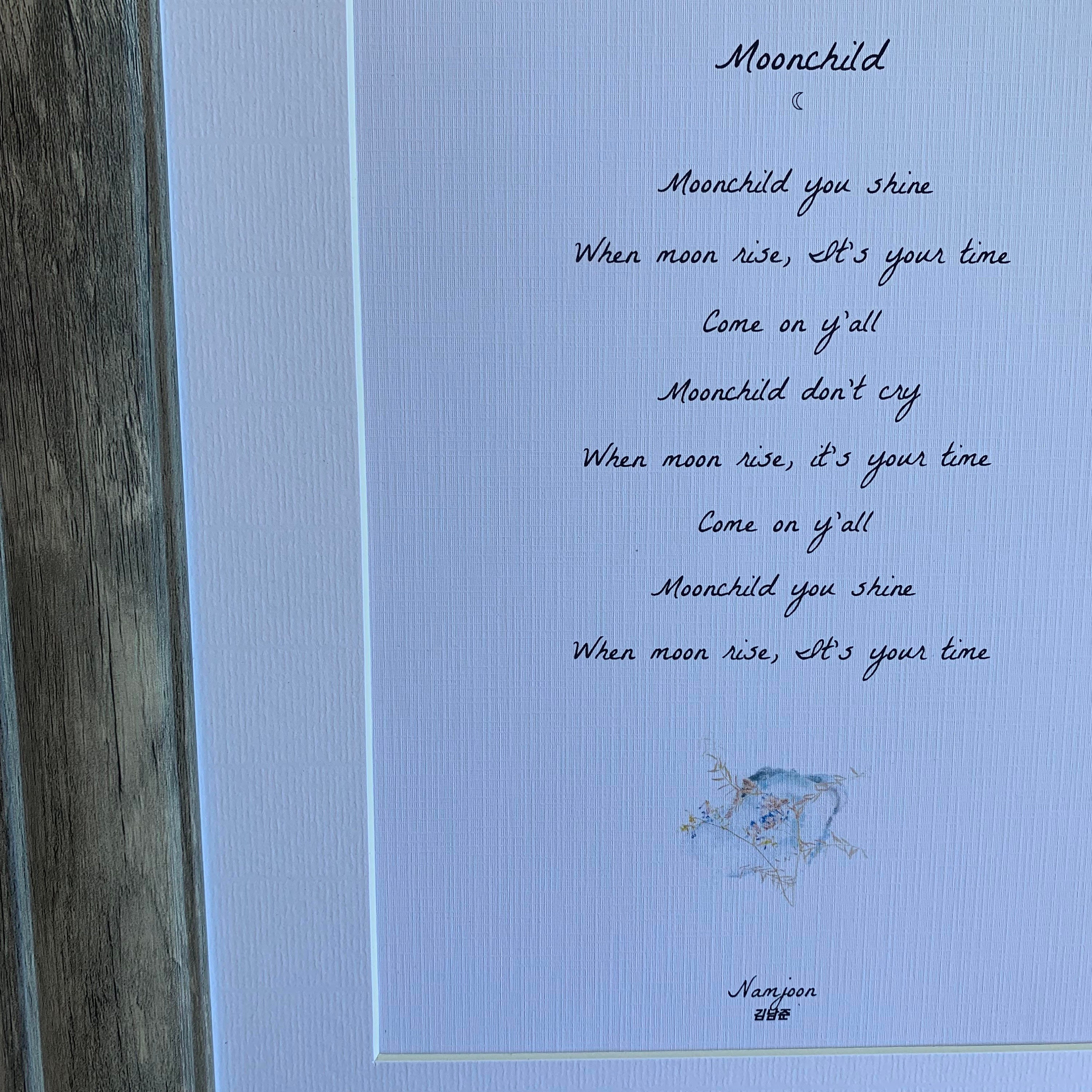 Namjoon/rm Moonchild Lyrics, Beautiful Quote, Wall Art - Etsy
