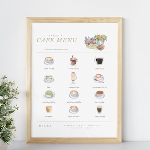 Custom Cafe Menu Art Print, Personalizable, Coffee Art Print, Gift Idea ...