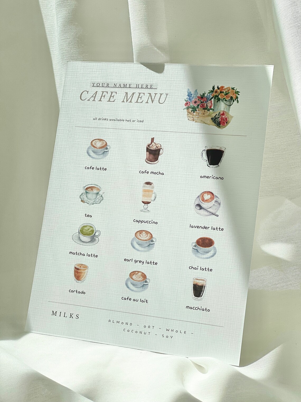Custom Cafe Menu Art Print, Personalizable, Coffee Art Print, Gift Idea ...