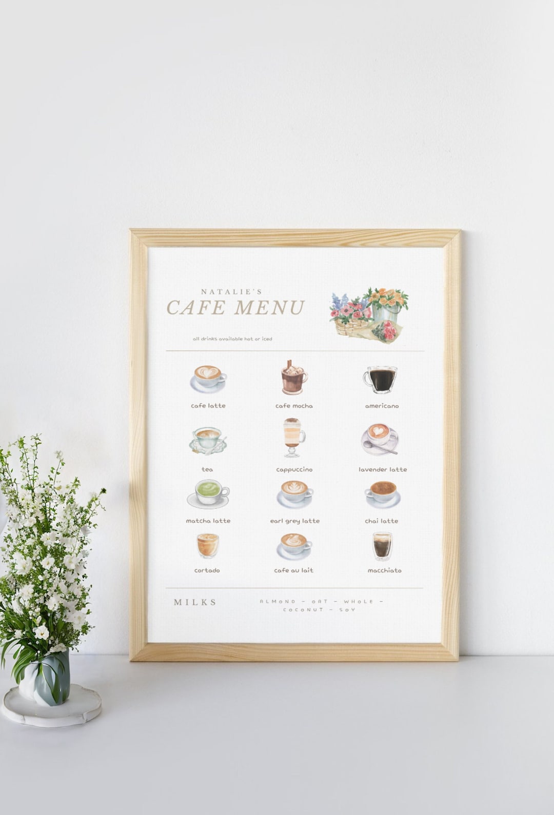 Custom Cafe Menu Art Print, Personalizable, Coffee Art Print, Gift Idea ...