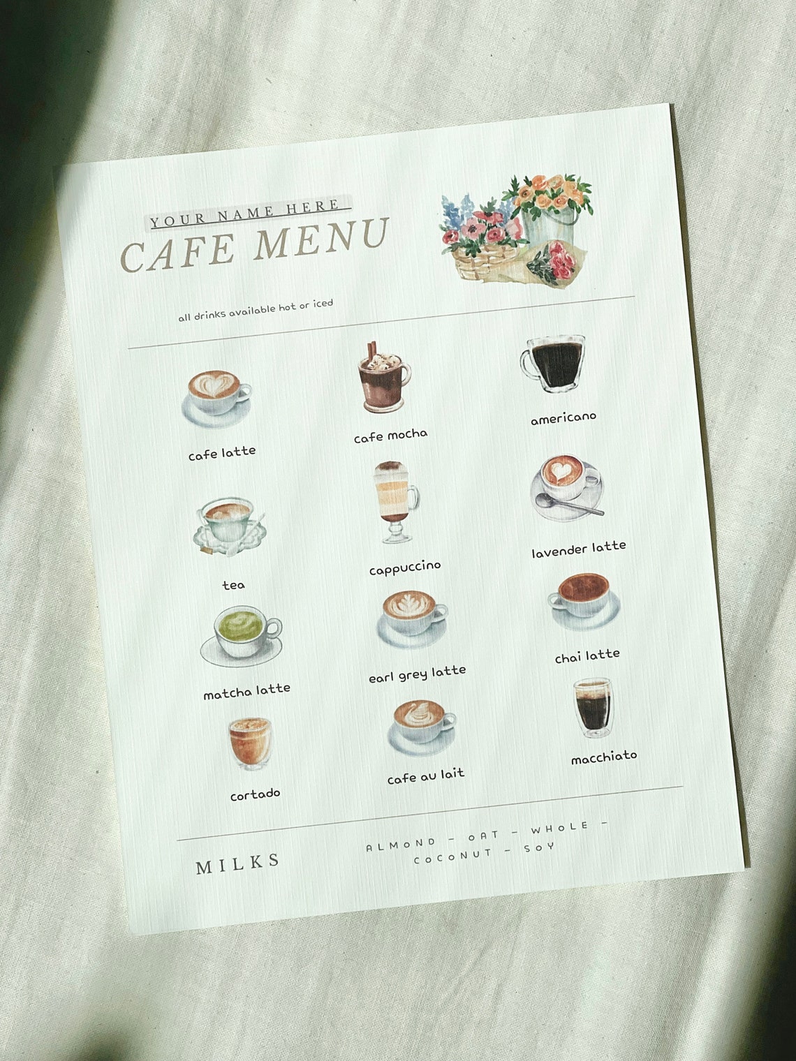 Custom Cafe Menu Art Print, Personalizable, Coffee Art Print, Gift Idea ...