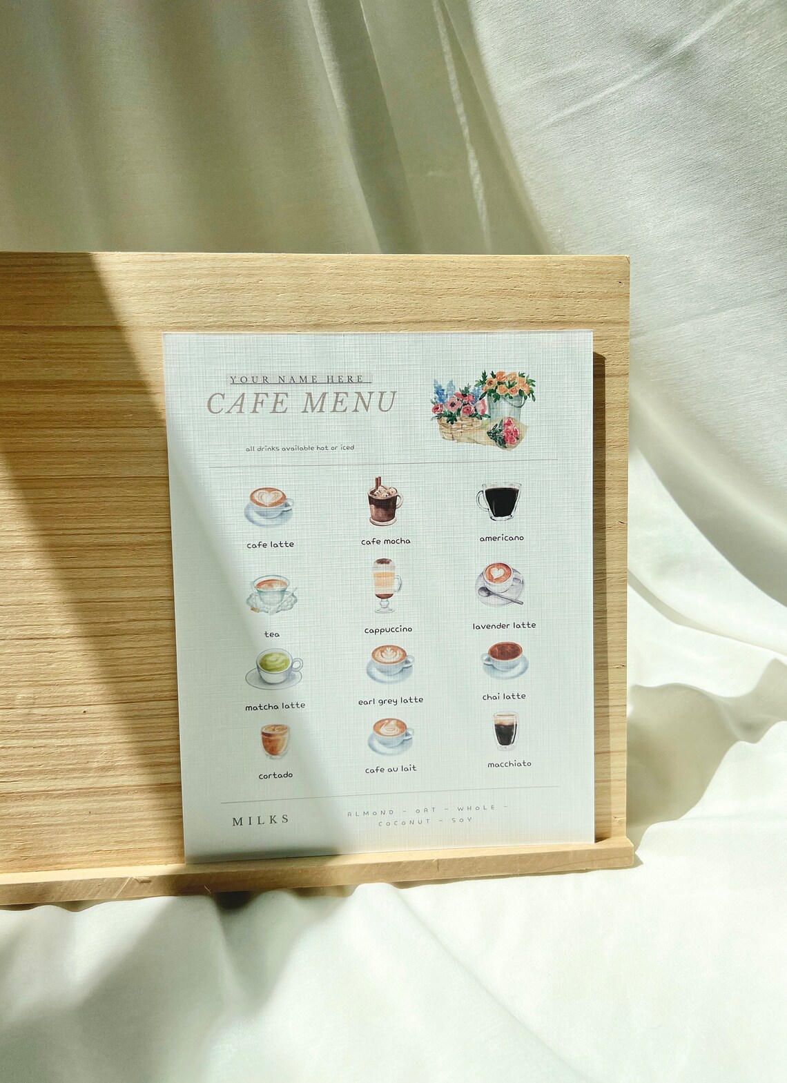 Custom Cafe Menu Art Print, Personalizable, Coffee Art Print, Gift Idea ...