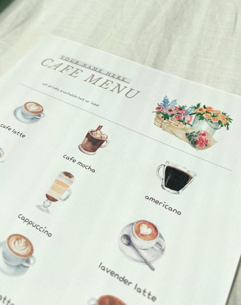 Custom Cafe Menu Art Print, Personalizable, Coffee Art Print, Gift Idea ...