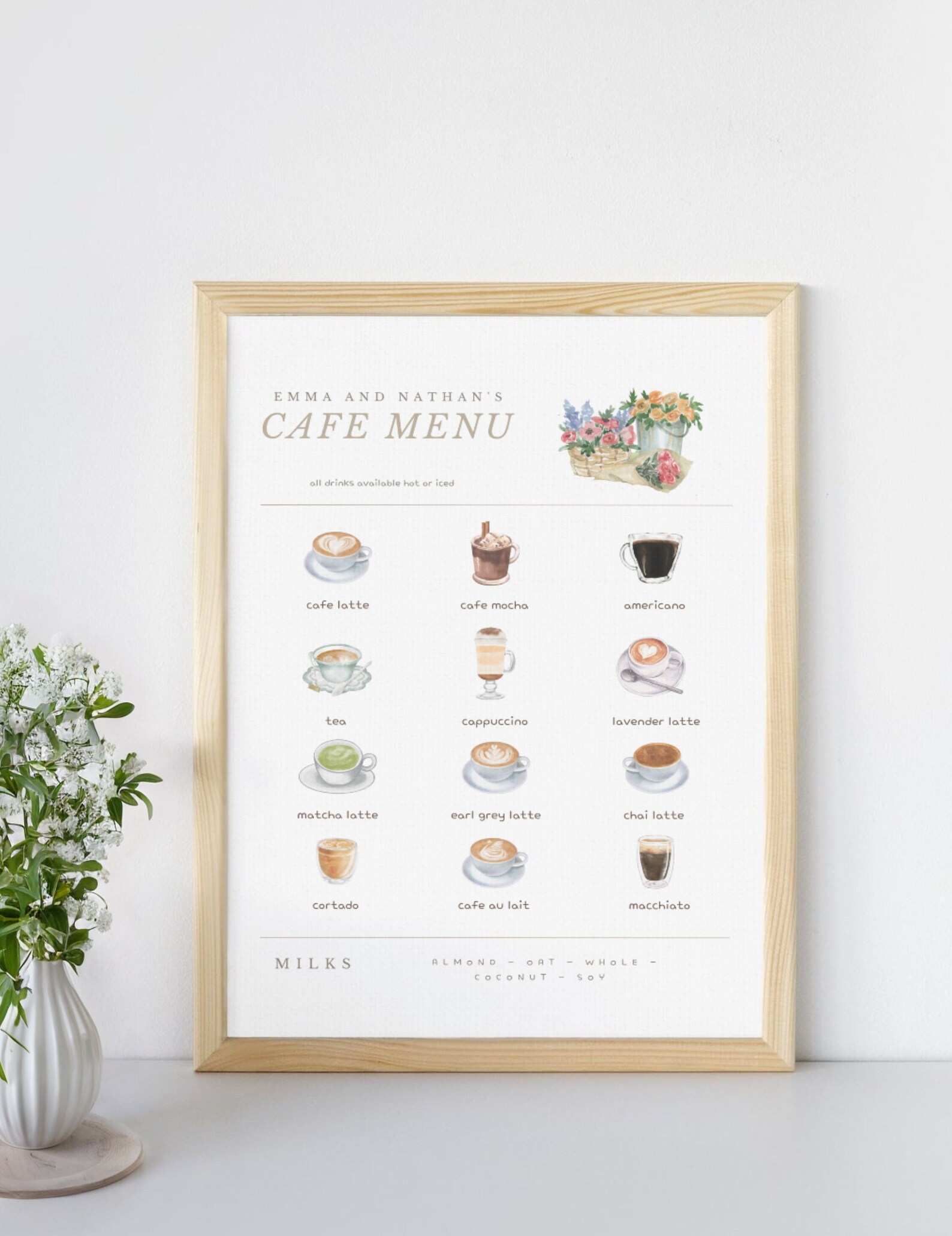 Custom Cafe Menu Art Print, Personalizable, Coffee Art Print, Gift Idea ...