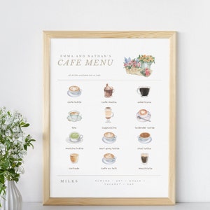 Custom Cafe Menu Art Print, Personalizable, Coffee Art Print, Gift Idea ...