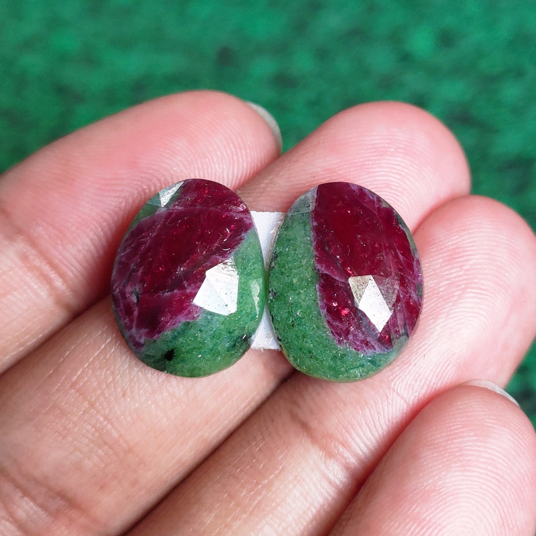 17x14x5mm Natural Ruby Zoisite Pair Zoisite Ruby Gemstone - Etsy