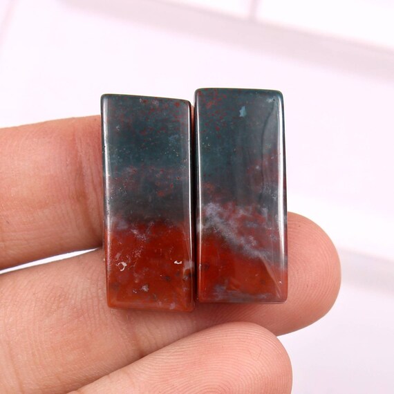 Natürliches Blutstein-Edelstein-Paar loses Steinpaar | Etsy