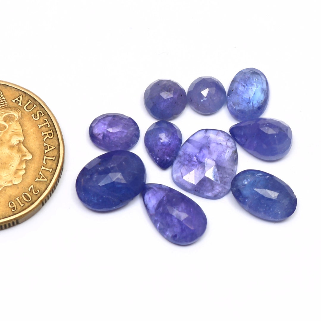 10 Piece, Natural Tanzanite Gemstone Tanzanite Faceted Cabochon Rosecut ...