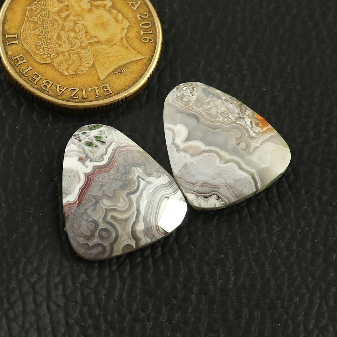 20x18x5mm Loose Crazy Lace Agate Pair Rose Cut Lace Agate - Etsy