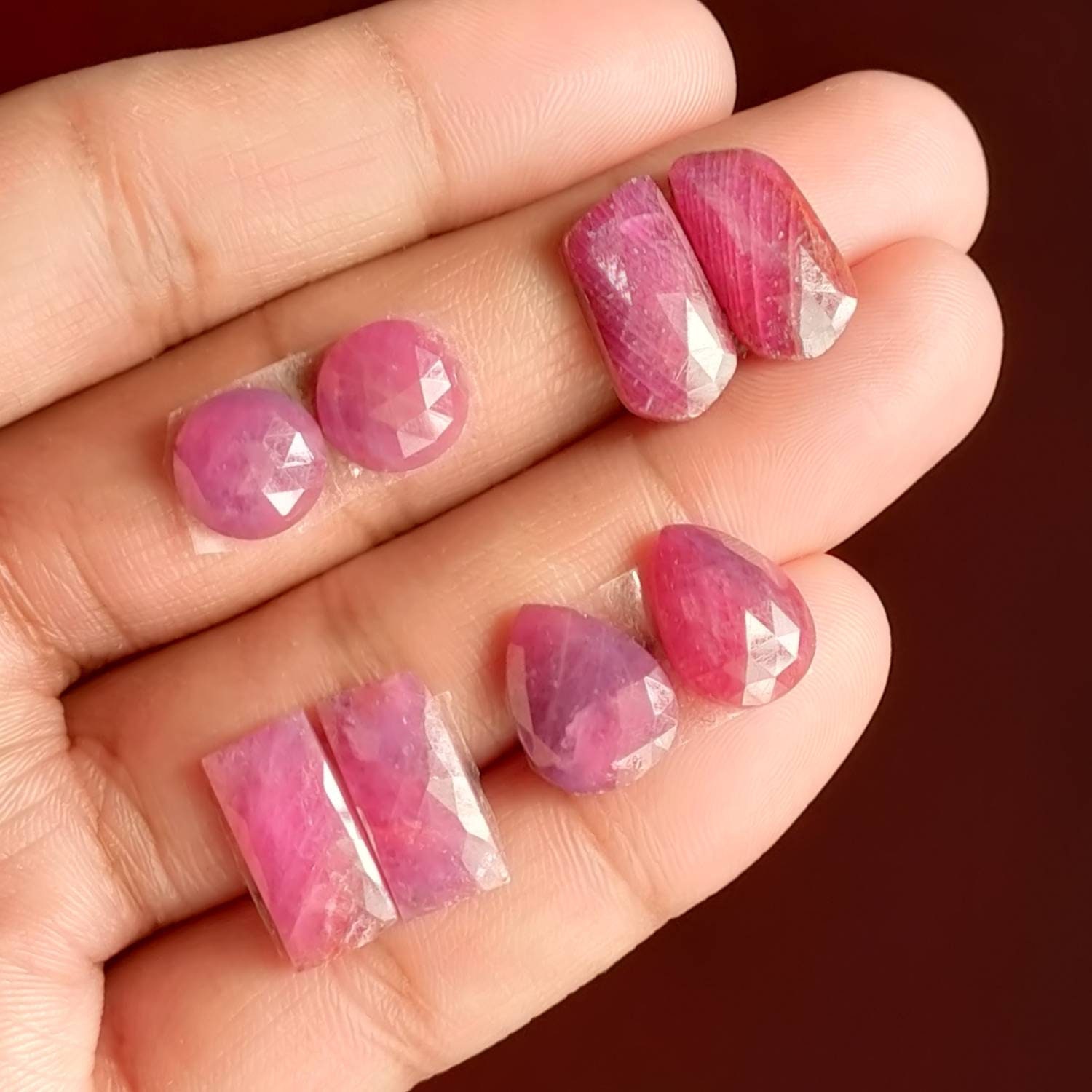 Natural Ruby Rose Cut Gemstone Pair Loose Gemstone Flat Back | Etsy