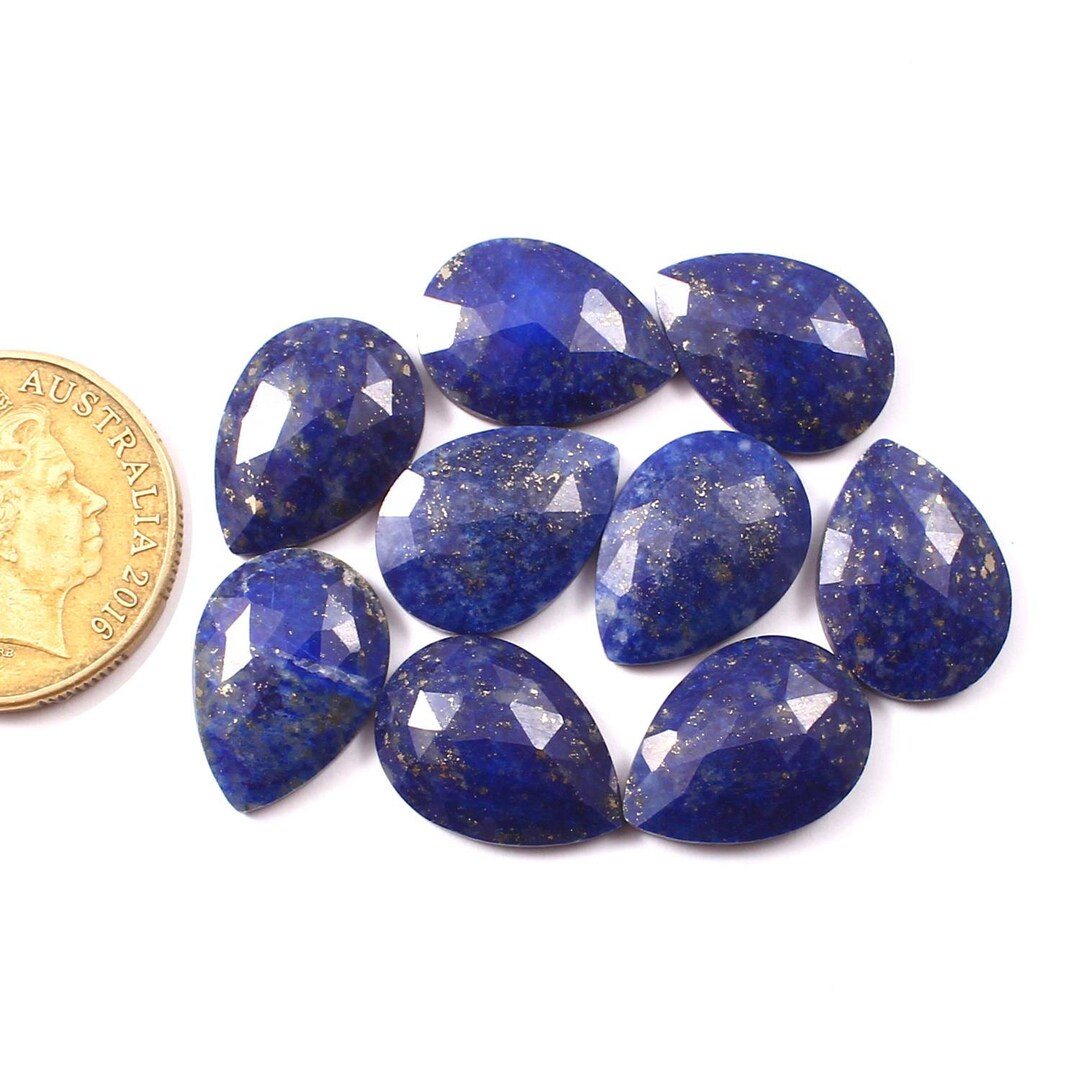 9 Piece, Blue Lapis Lazuli Gemstone, Blue Lapis Rose Cut Slice ...