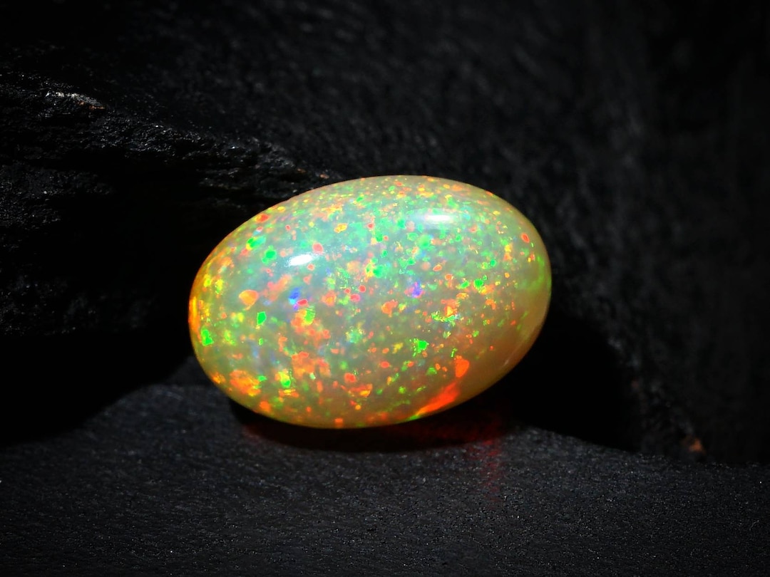 10x6.5x4mm, Pin Fire Opal Gemstone, Ethiopian Opal Cabochon, Galaxy ...