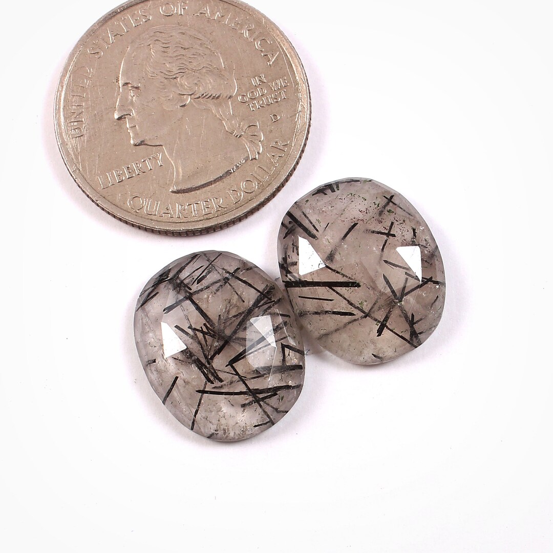 17x14x4mm Natural Black Rutile Rose Cut Pair Black Rutile Pair Loose ...