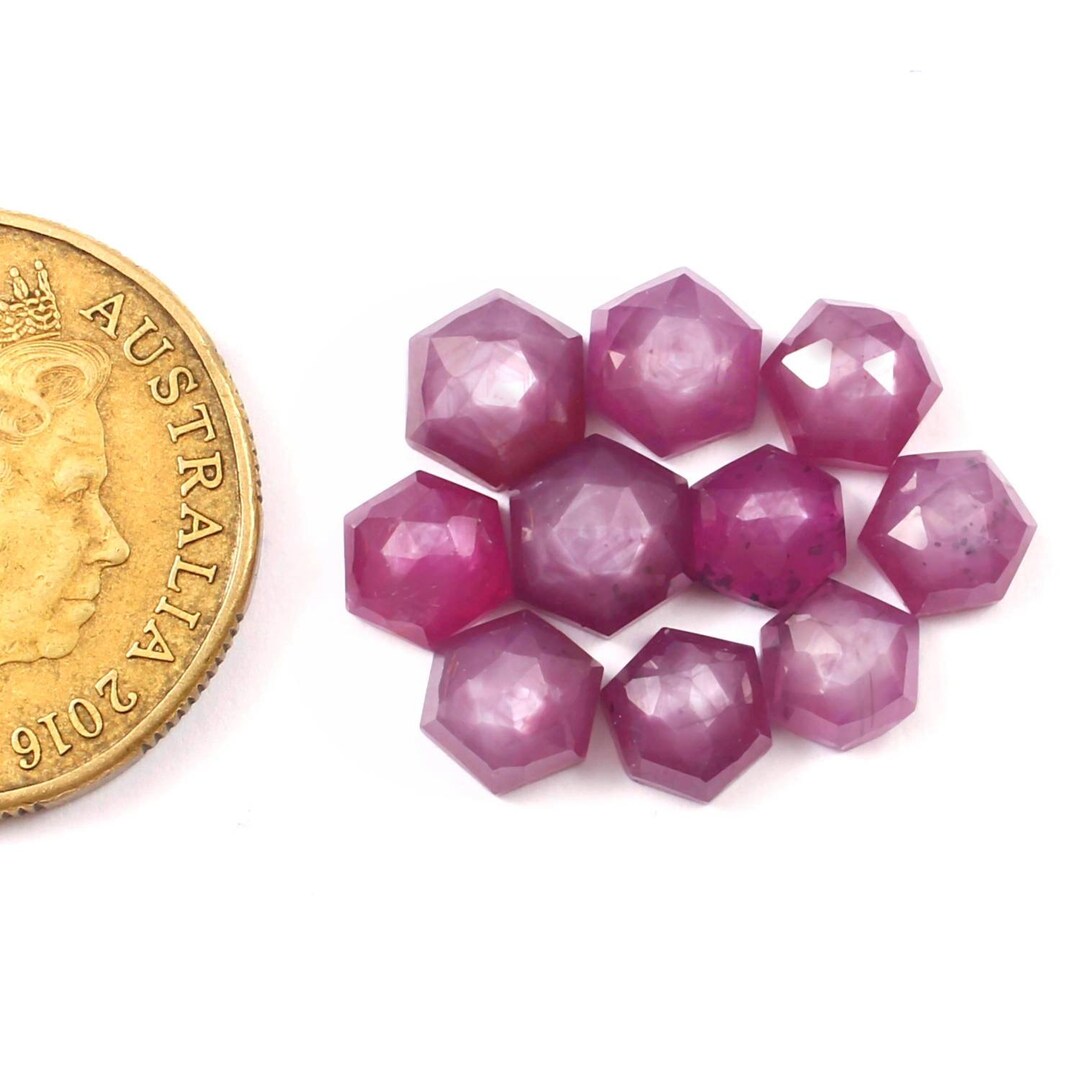 10 Piece Natural Ruby Rose Cut Gemstone Hexagon Shape Ruby - Etsy