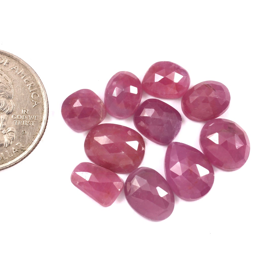 10 Piece, Natural Ruby Gemstone Rose Cut Ruby Loose Ruby Cut Lot Flat ...