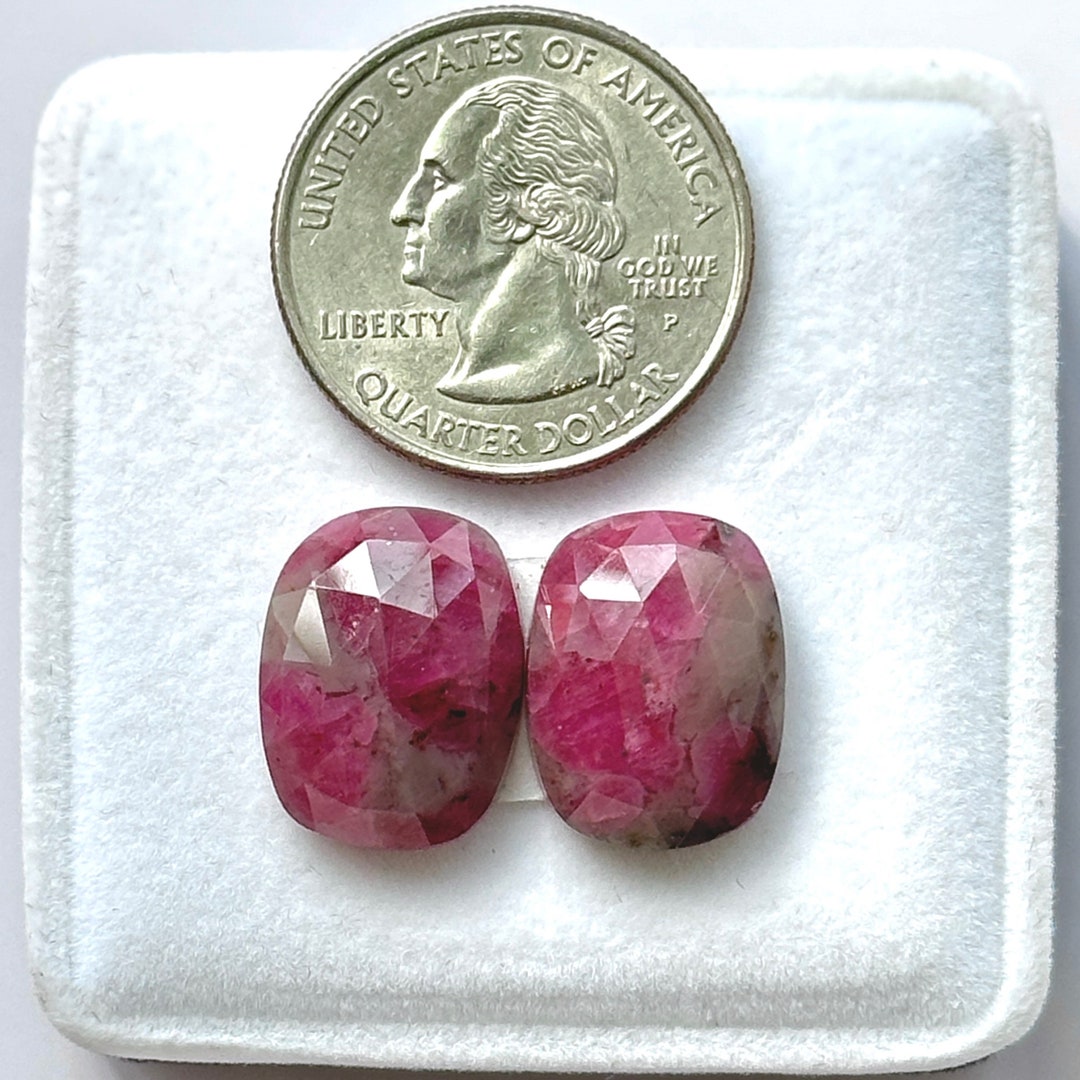 17x13x5mm, Pink Ruby Rose Cut Pair, Untreated Ruby Gemstone, Madagascar ...