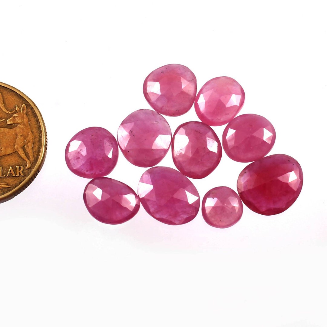 10 Piece, Natural Ruby Rose Cut Slice, Thailand Ruby Gemstone, Loose ...