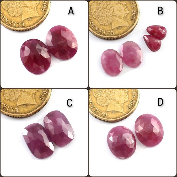 Red Ruby Rose Cut Gemstone Pair Loose Gemstones Cabochons - Etsy