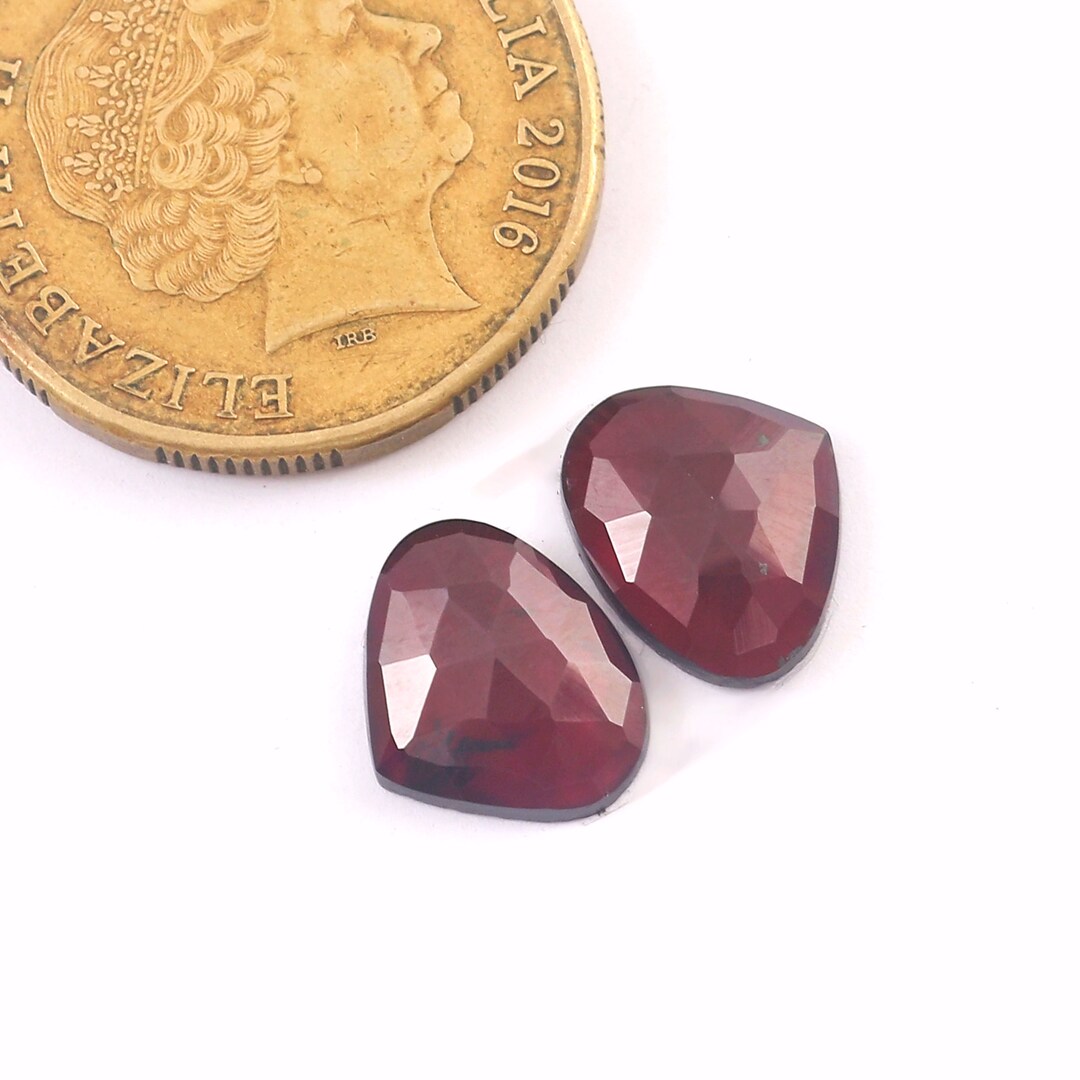 12x10x3mm Red Garnet Rose Cut Slice, Garnet Rosecut Cabochon Faceted ...
