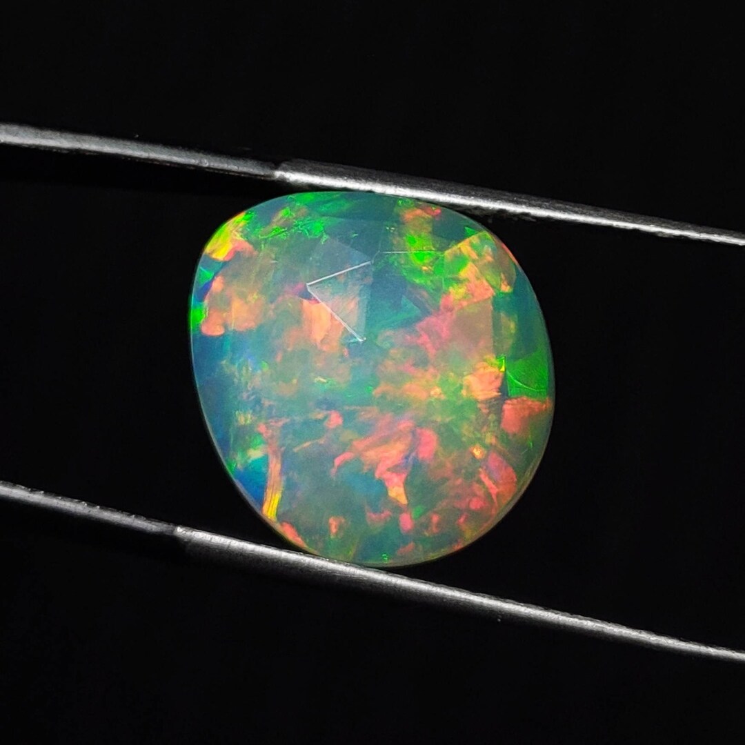 14x13x5mm Natural Ethiopian Opal Rose Cut Slice, Loose Gemstone Faceted ...