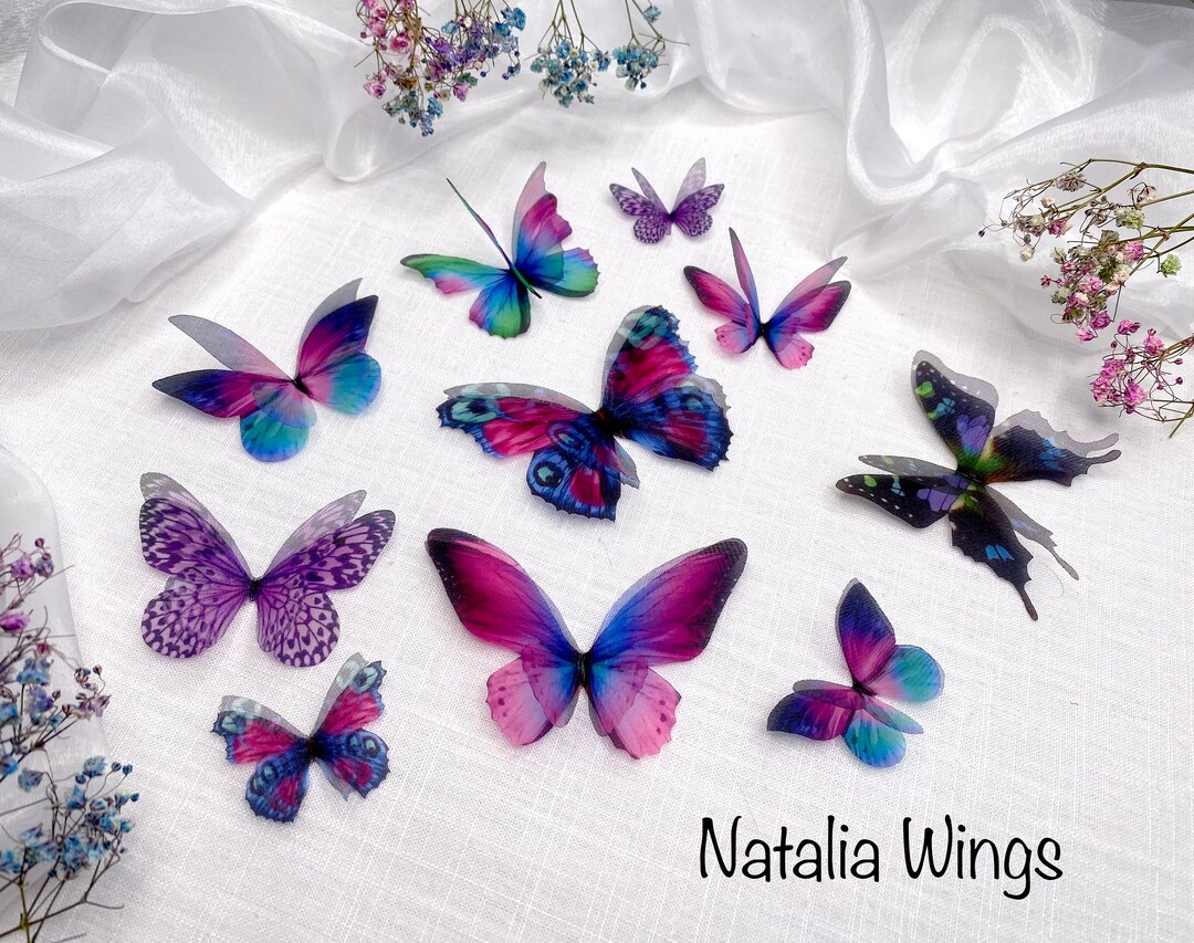 Set of 10 Silk Butterflies "purple Taste", Natalia Wings, Butterfly ...