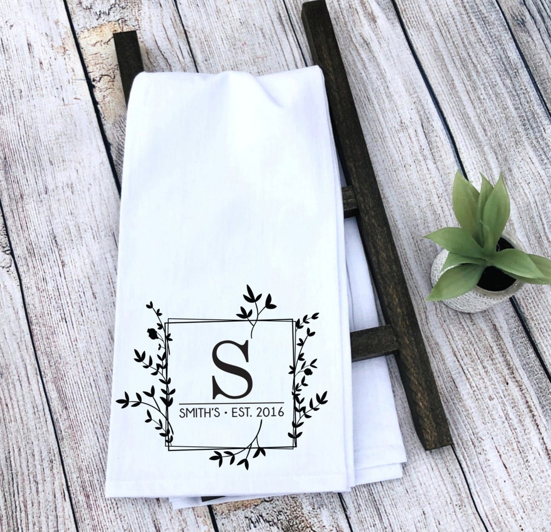 Monogram Custom Name Kitchen Towel | Tea Towel | Custom Kitchen Towel ...
