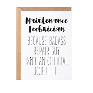 Maintenance Technician Gift, Card | Funny Maintenance Tech Student ...