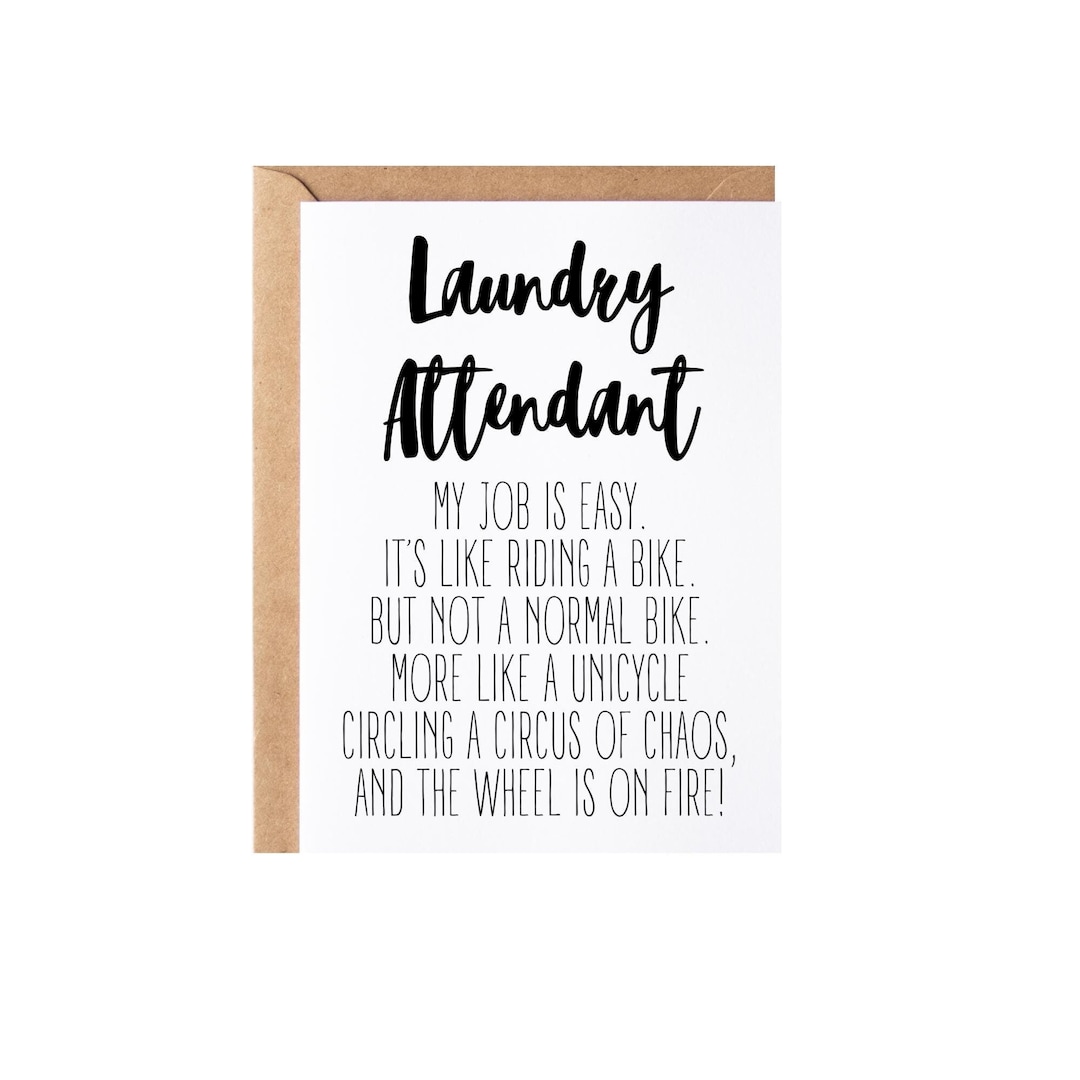 Laundry Attendant Gift, Card | Funny Laundry Attendant Thank You ...