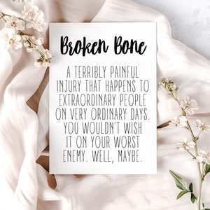 Broken Bone Injury Recovery Gift Idea, Card | Get Well Feel Better Soon ...