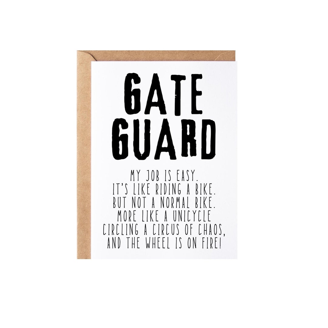 Gate Guard Gift, Card | Funny Gate Guard Thank You Appreciation Present ...