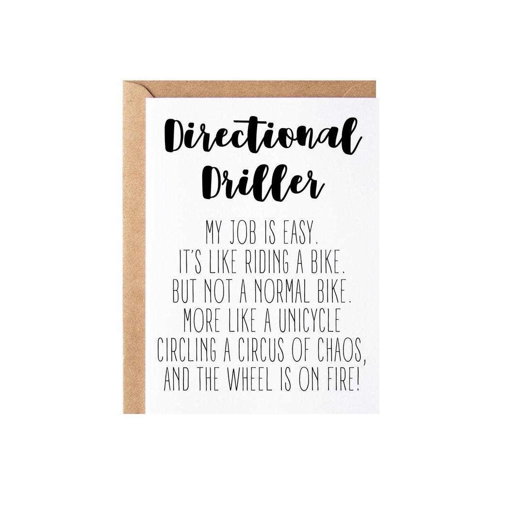 Directional Driller Gift, Card Funny Directional Driller Thank You ...