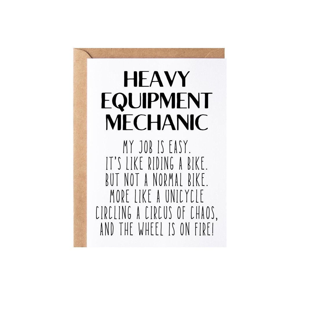 Heavy Equipment Mechanic Gift, Card | Funny Heavy Equipment Mechanic ...