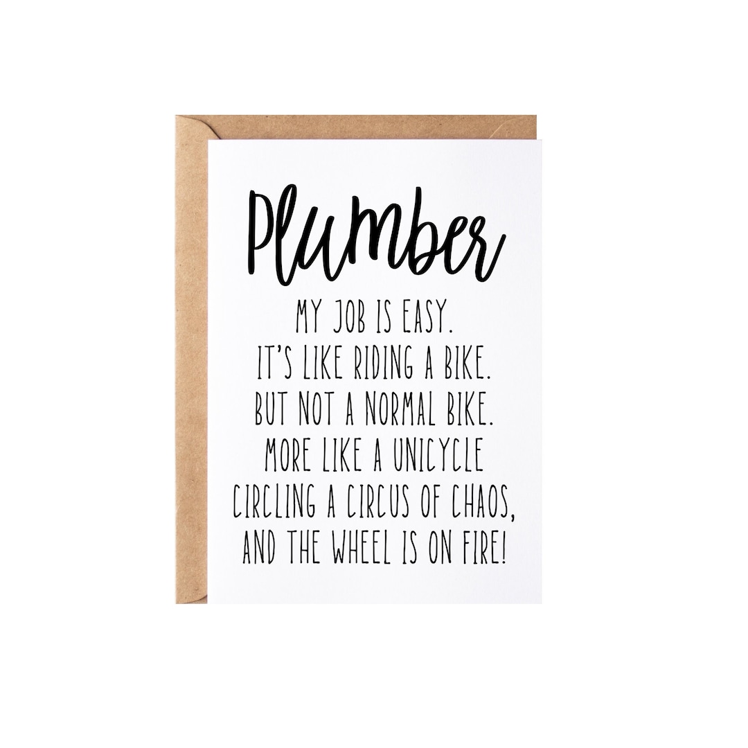 Plumber Gift, Card | Plumbing Gift, Funny Plumber Thank You ...