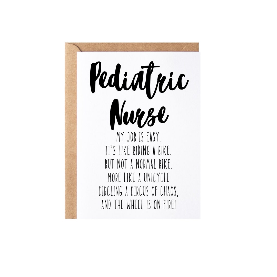 Pediatric Nurse Gift, Card | Funny Pediatric Nursing Thank You Present ...